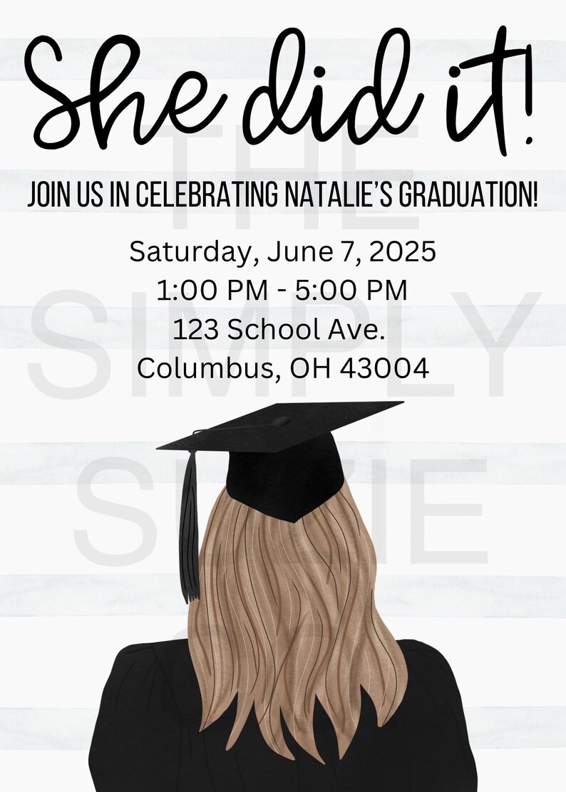 Editable Graduation Invitation Template: Classic Grad Party (digital ...