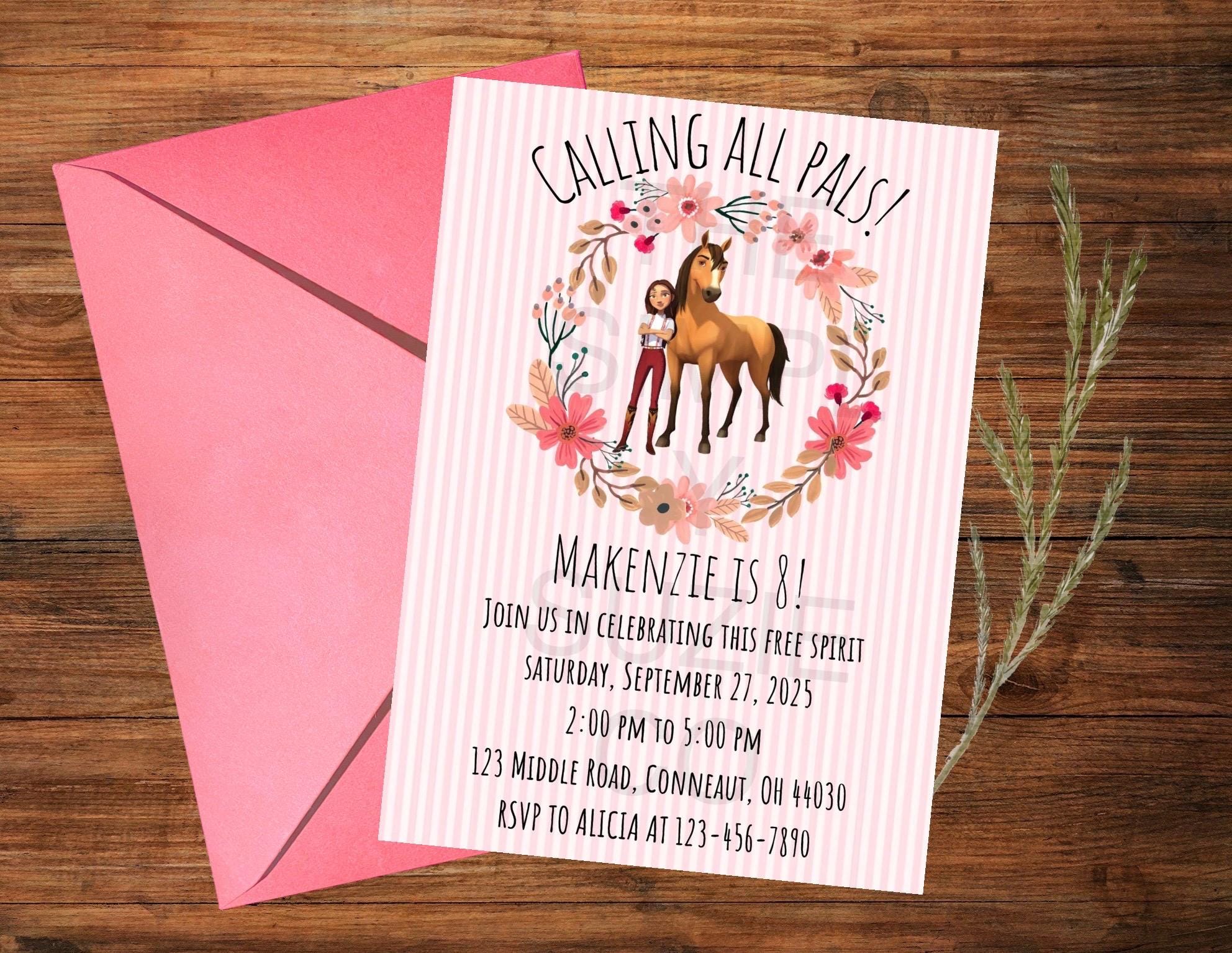 Spirit Birthday Invitation, Spirit Birthday, Spirit Riding Free ...