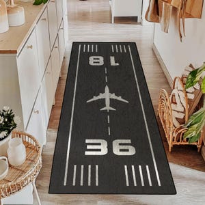 Airport Runway Black Rug Runner - Airplane Design for Kids Room ...