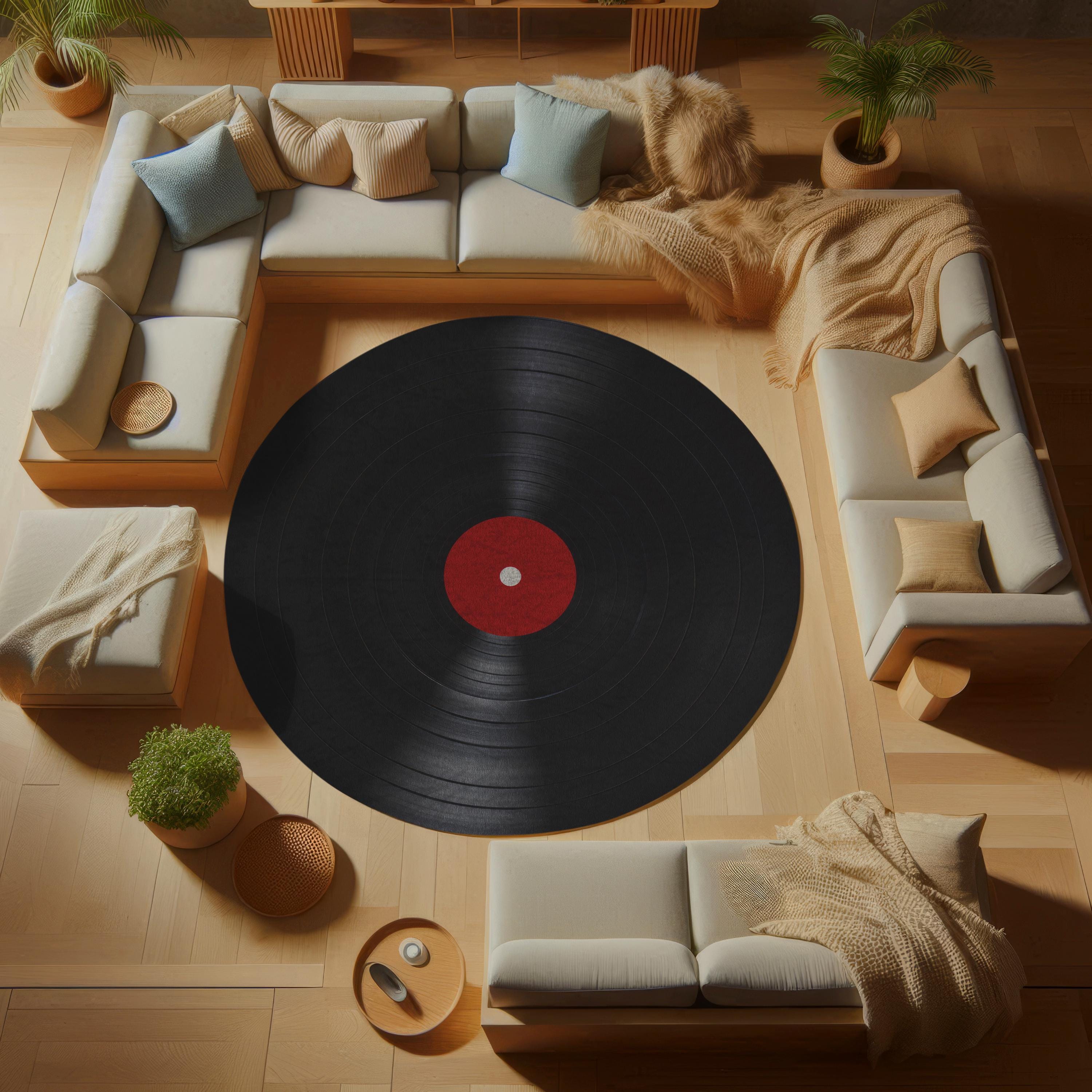 Personalized Vinyl Record Shaped Rug - Customizable Retro Music Decor ...