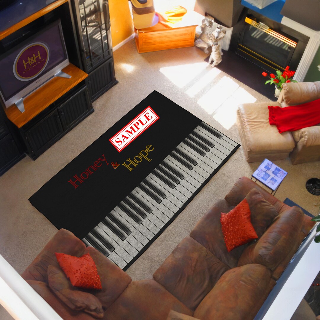 Personalized Piano Keyboard Rug - Customizable Music Lover's Carpet for ...
