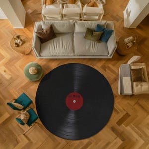 Personalized Vinyl Record Shaped Rug - Customizable Retro Music Decor ...