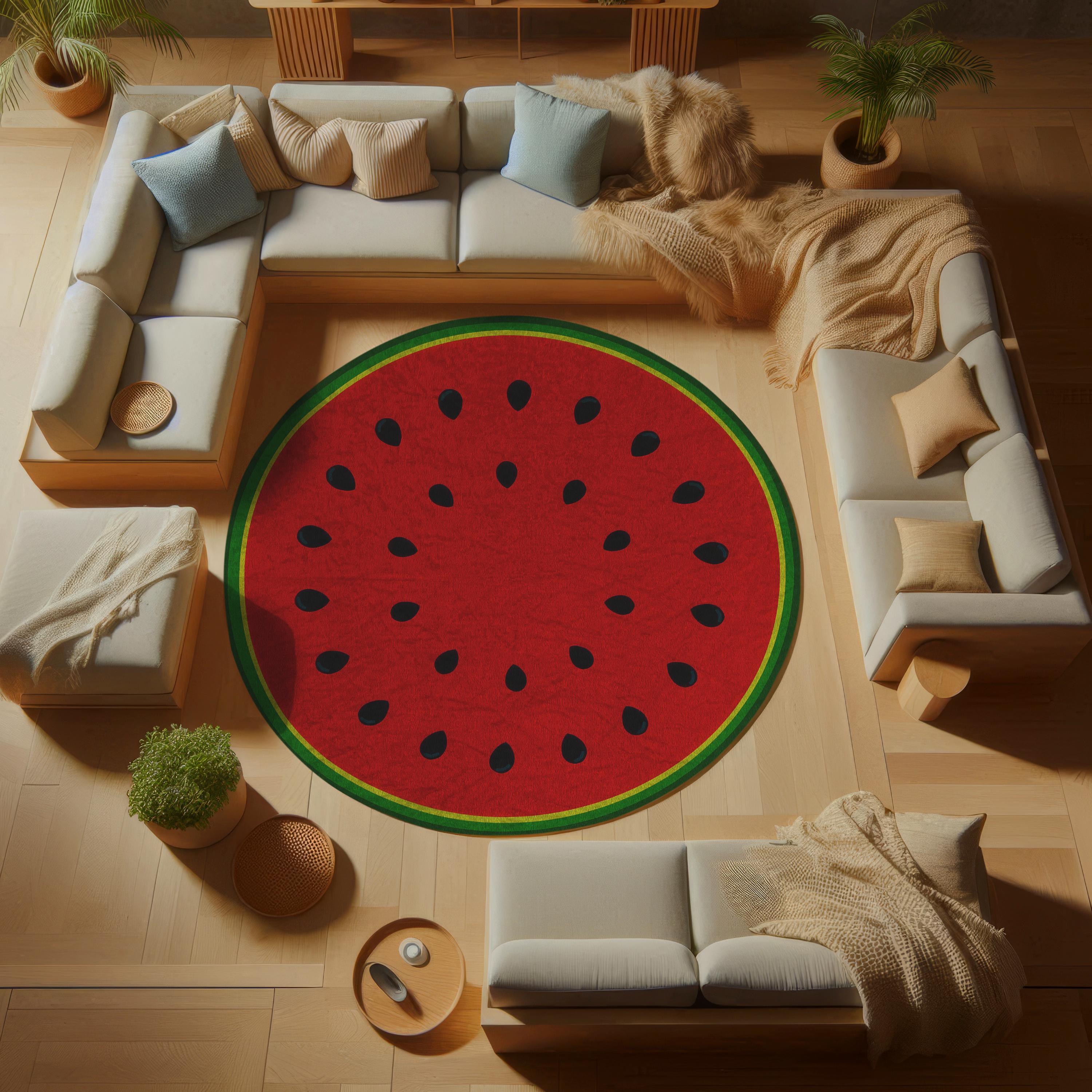 Watermelon Slice Round Rug, Fruit-themed Carpet, Fun and Fresh Home ...