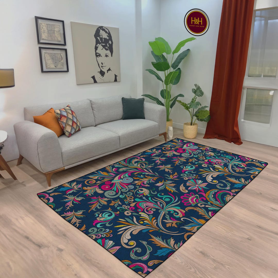 Wiliam Morris Style, Dark Academia Wildflower Rug | Floral Aesthetic ...