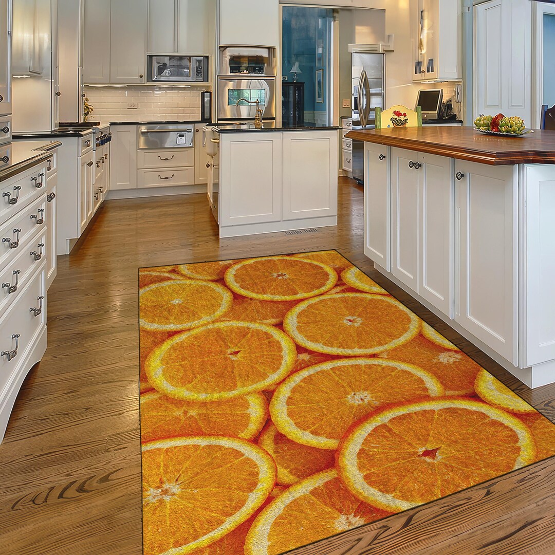 Orange Slice Kitchen Rug: Vibrant, Non-slip, Machine Washable - Etsy