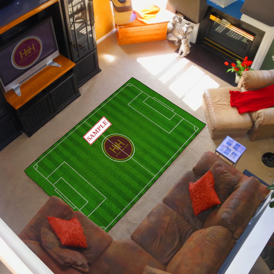 Custom Soccer Field Rug - Personalized Team Logo Football Field Carpet ...
