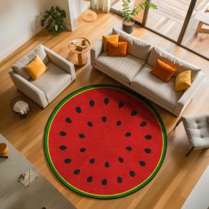 Watermelon Slice Round Rug, Fruit-themed Carpet, Fun and Fresh Home ...