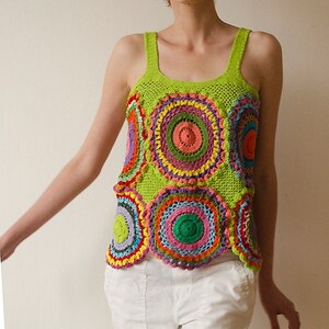 Sixties Hippie Crocheted Retro Multicolor Top - MADE TO ORDER - Etsy