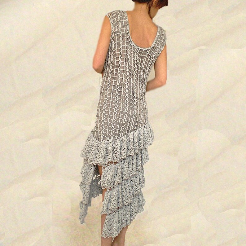 Gray Crochet Dress With Ruffles - MADE TO ORDER - Etsy