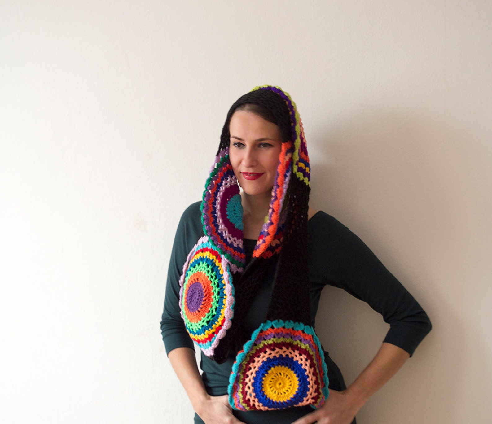 Multicolor Crocheted Circle Infinity Scarf - Etsy