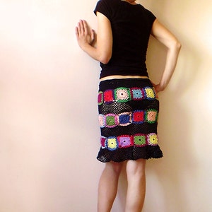 Women's Skirt - Black With Multicolor Squares - MADE TO ORDER - Etsy