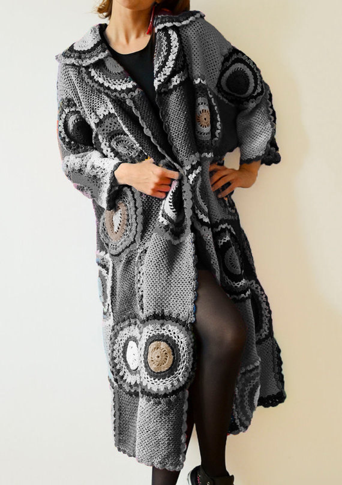 Plus Size Clothing, Extra Long Cardigan Sweater Long in Grey/beige ...
