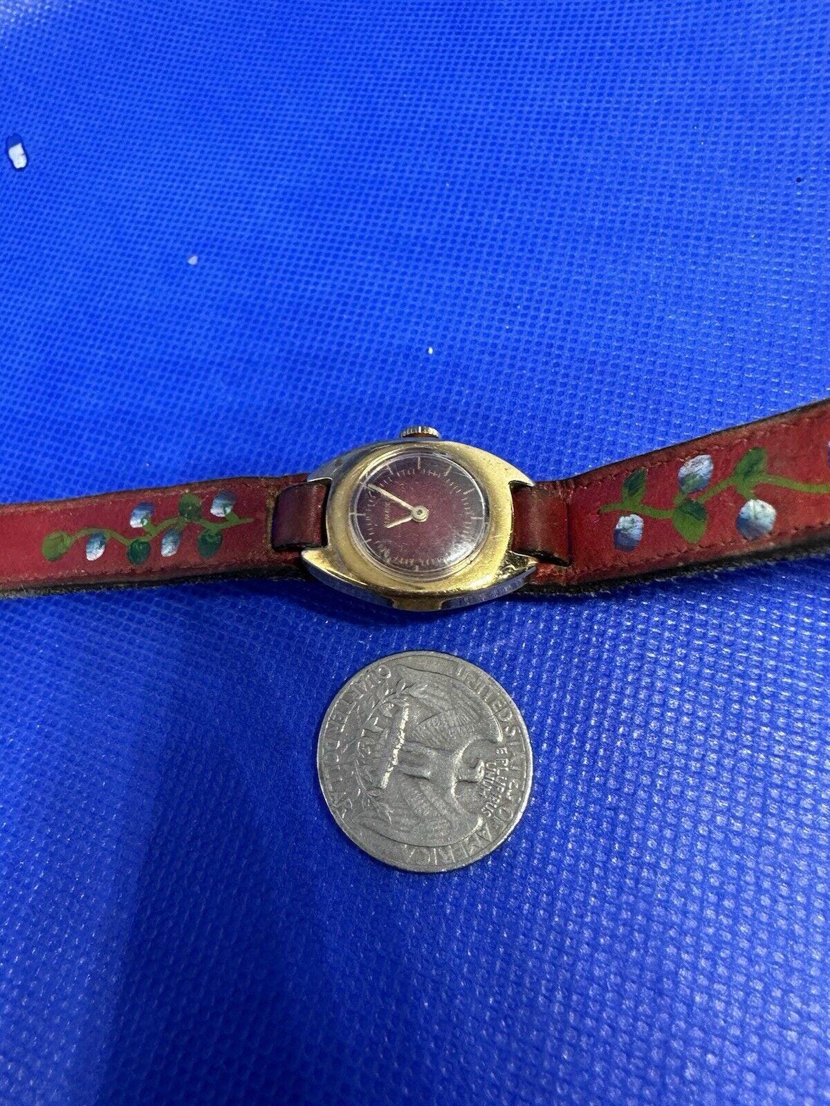 WORKING* Timex Rare Vintage Watch Red & Gold Dial Mechanical Watch With ...