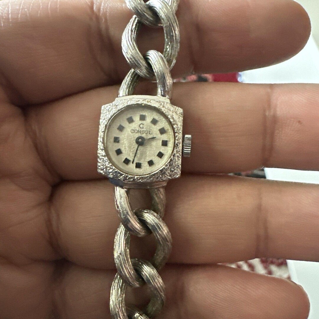 Working Vintage Consul Swiss Ladies Mechanical Watch Silver Heavy Rare ...
