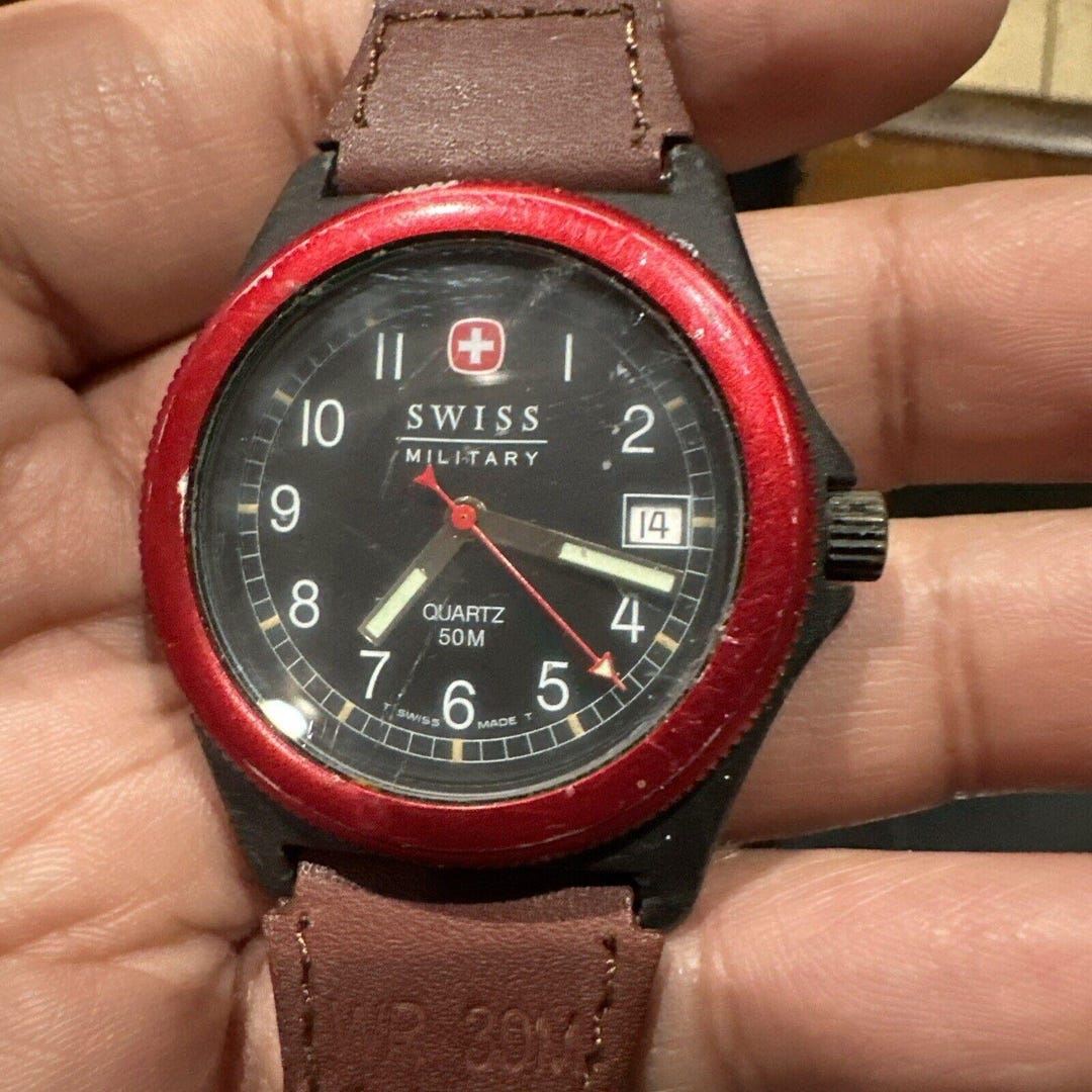 Running Swiss Military Swiss Army SMT/SAK Diver Men Red Bezel Watch New ...