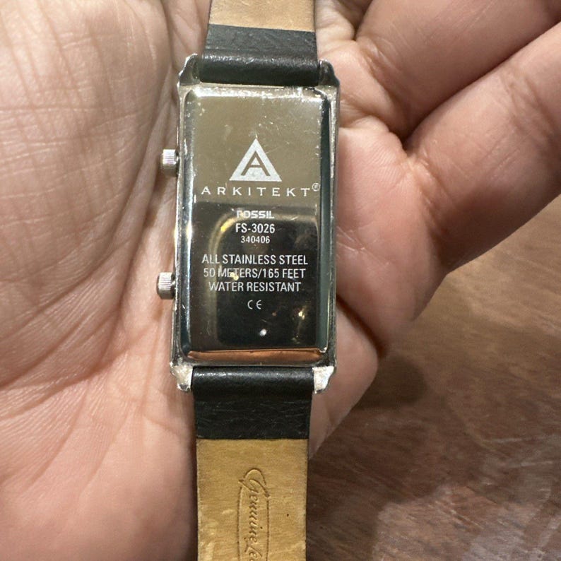 Working FOSSIL Arkitekt Dual Time Unisex Watch Black Dial & Leather ...