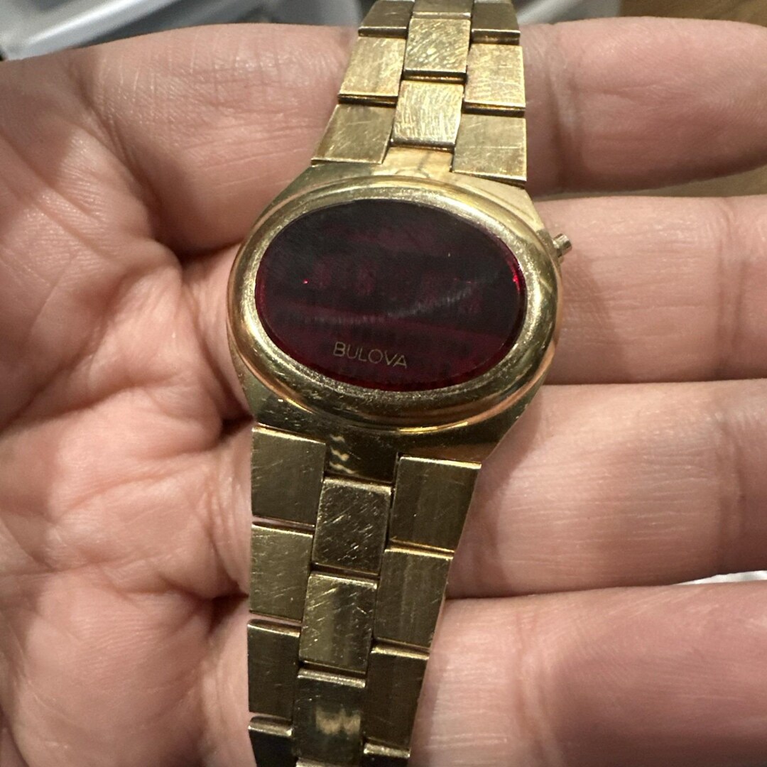 Rare Bulova Computron Womens N7 1977 Digital Antique 28mm Gold Watch ...