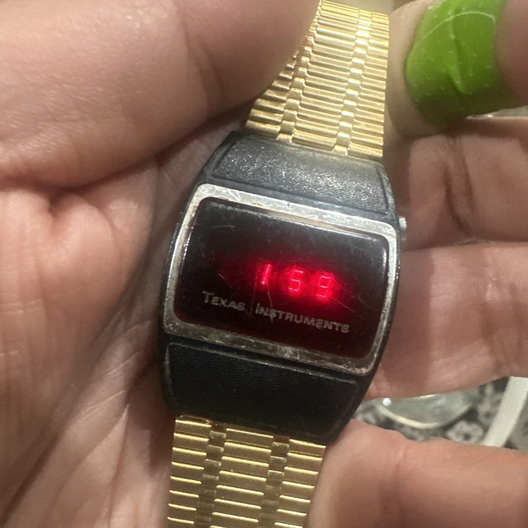 VTG 1970 Texas Instruments Men's Digital Quartz Watch Red LED Gold ...