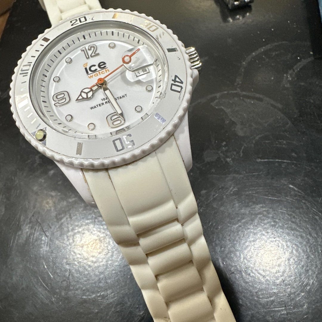 Running White Ice Watch Silicone Braided Band Big Dial Men/women New ...