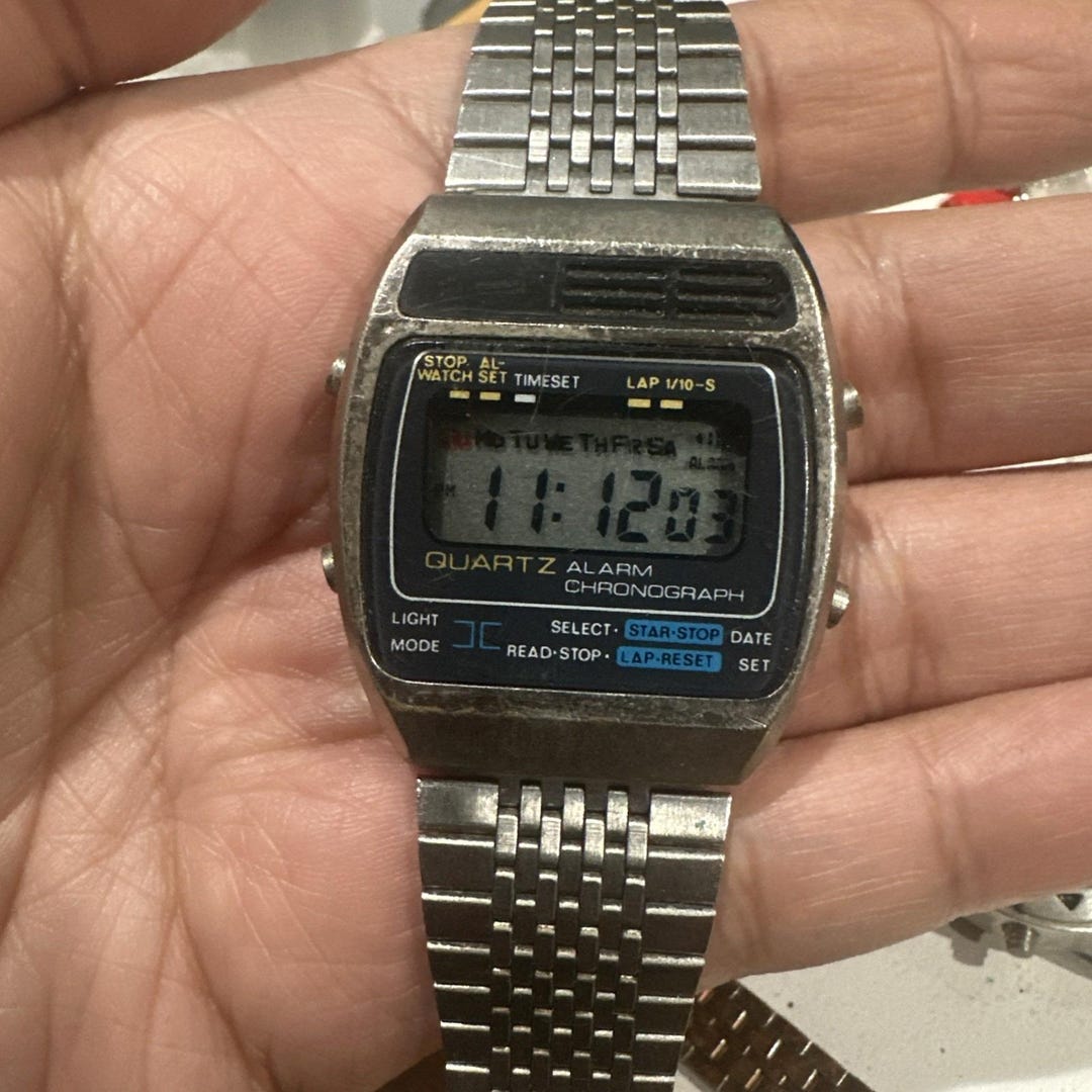 Vintage Tinic Quartz Men Digital Watch All Buttons Work Alarm Work Rare ...