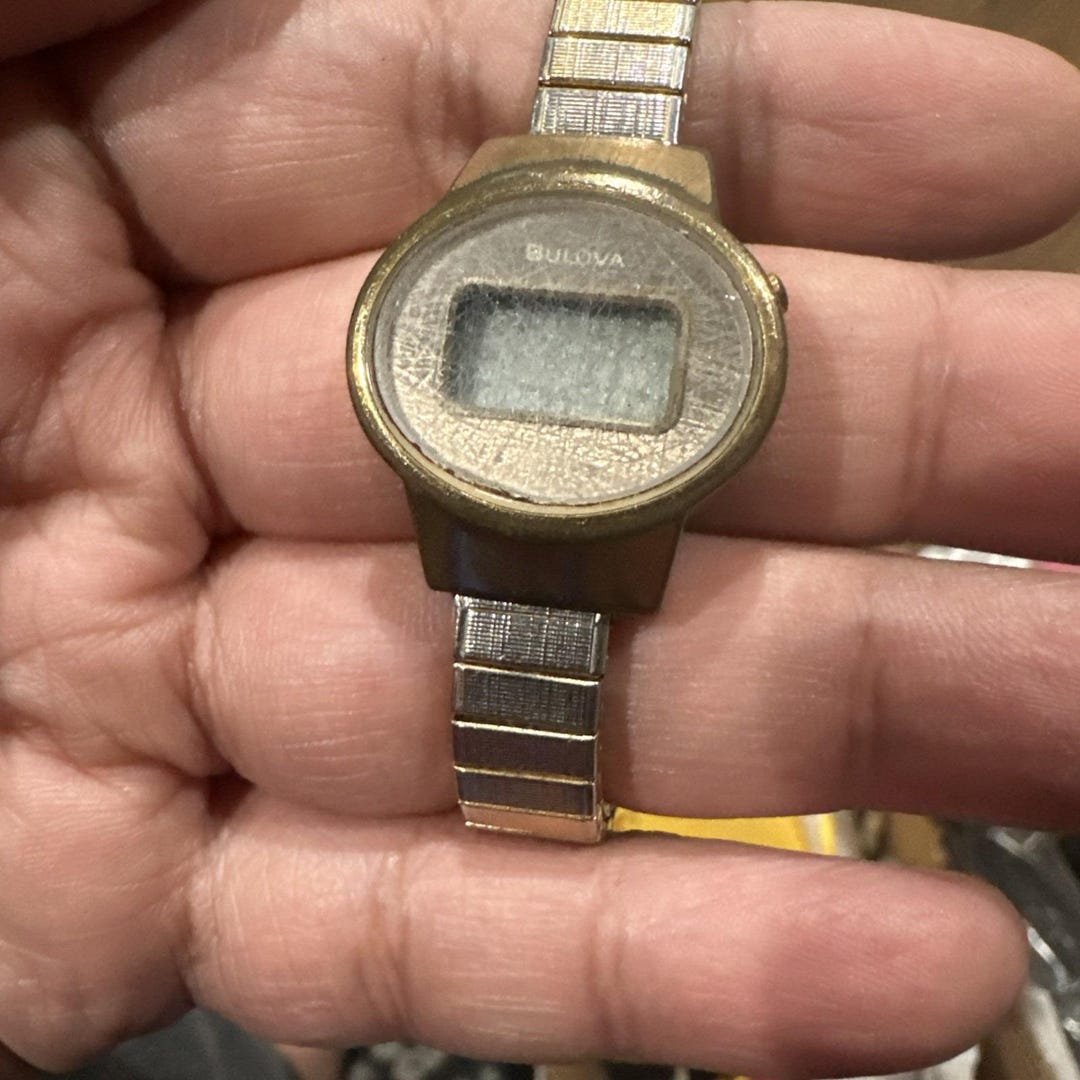 Vintage Bulova Digital N7 Ladies Watch Quartz 25mm Missing Back Cover ...