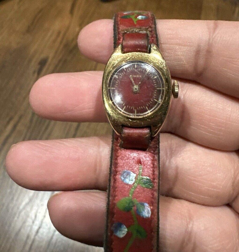 WORKING* Timex Rare Vintage Watch Red & Gold Dial Mechanical Watch With ...