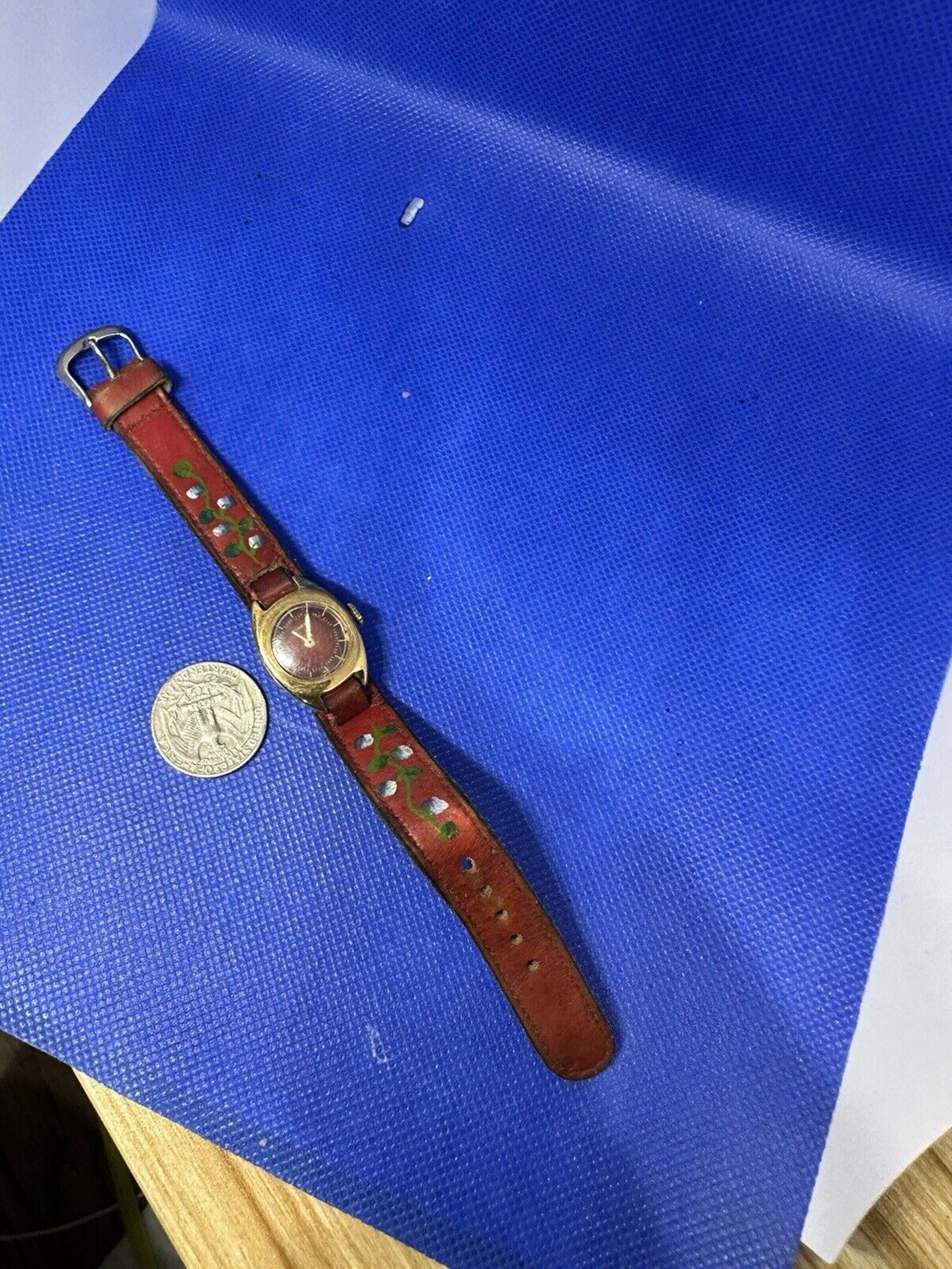 WORKING* Timex Rare Vintage Watch Red & Gold Dial Mechanical Watch With ...