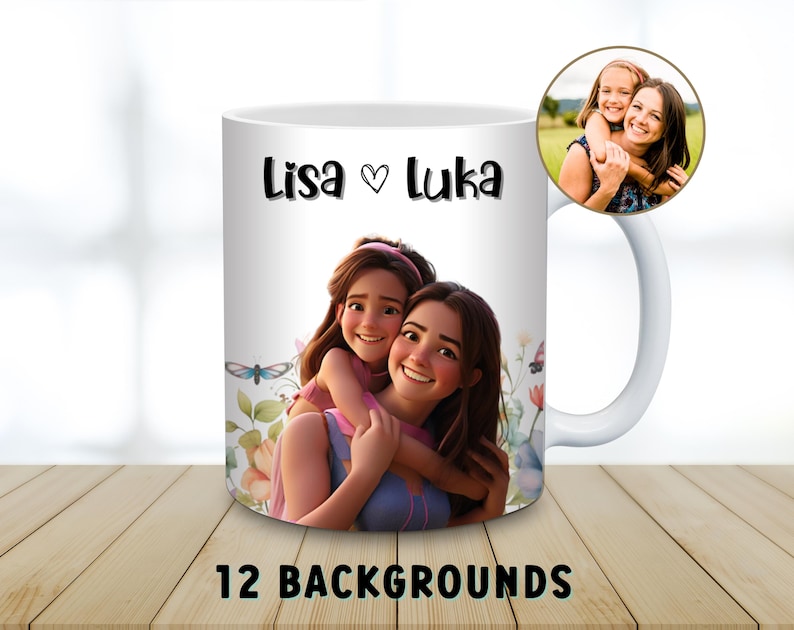 Custom Cartoon Portrait Ceramic Mug Personalized Cartoon Style Coffee ...