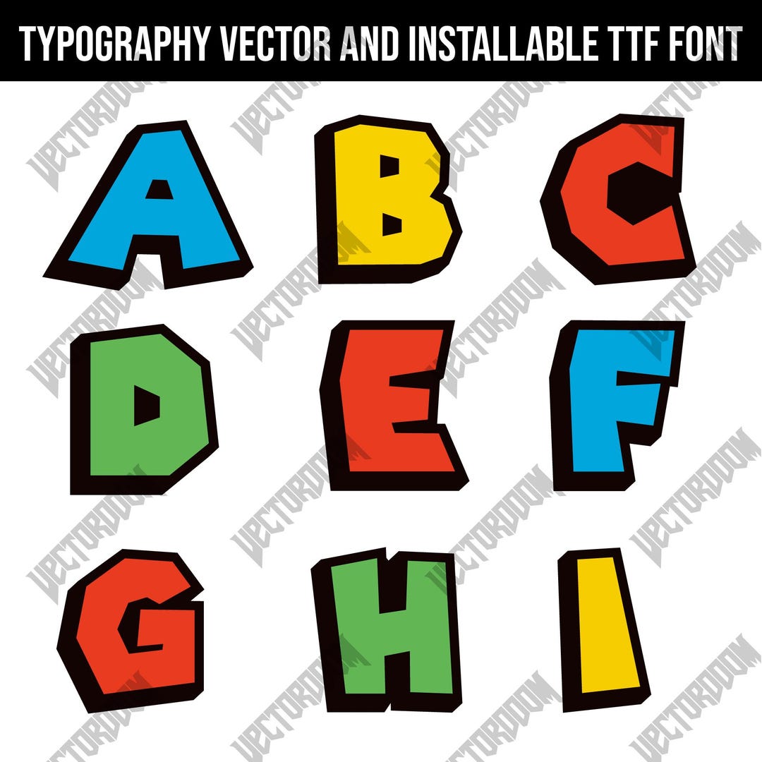 Fuente Super Mario Svg, tipografía de Mario bros 72 archivos SVG PNG ...