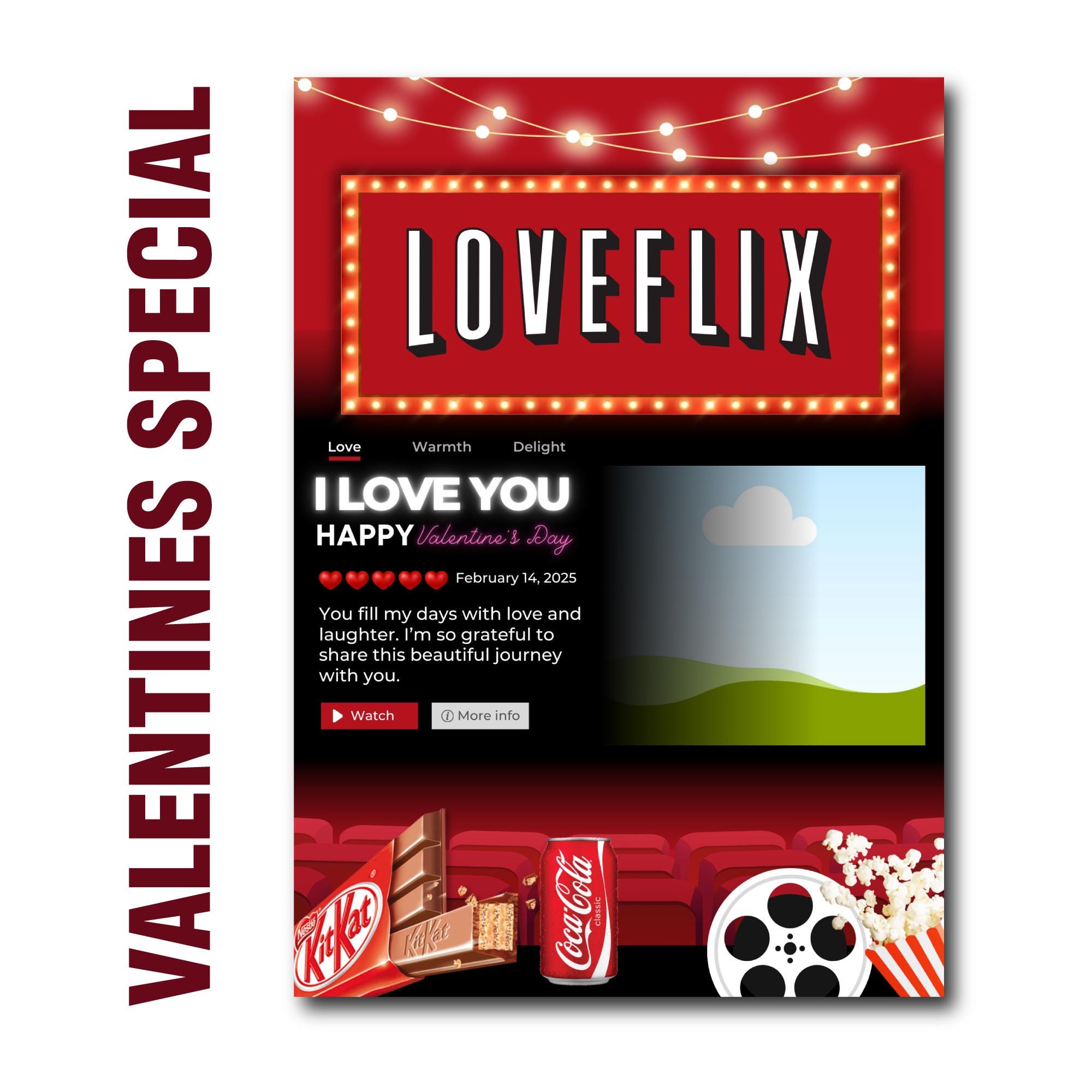 Netflix Inspired Couples Valentines Day Treat Card Templates, Loveflix ...