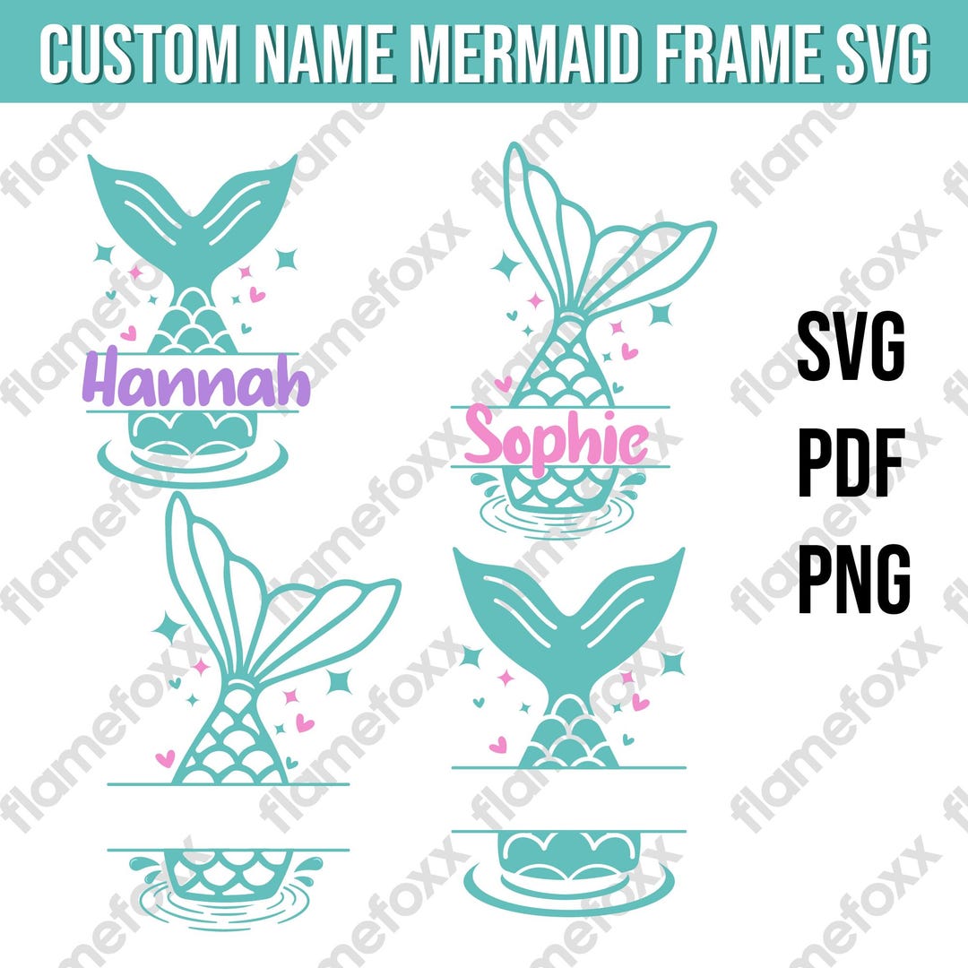 Mermaid Tail Split Monogram SVG, Mermaid Tail SVG Png, Mermaid Scales ...