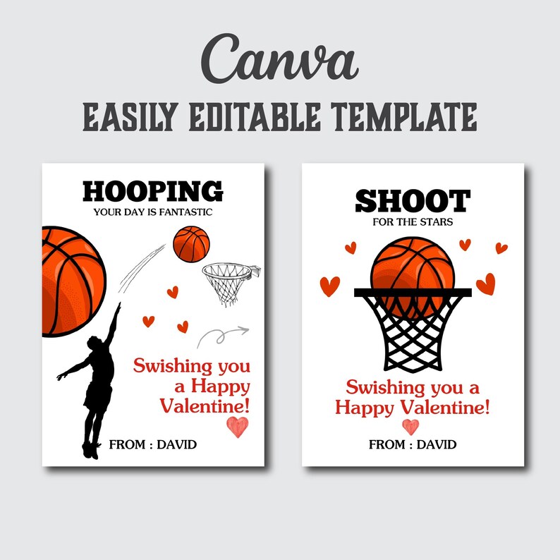 Basketball Valentine - Printable - Kids Valentine Cards - Instant ...