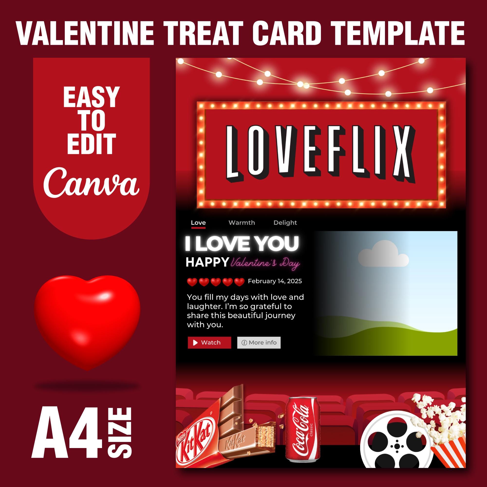 Netflix Inspired Couples Valentines Day Treat Card Templates, Loveflix ...
