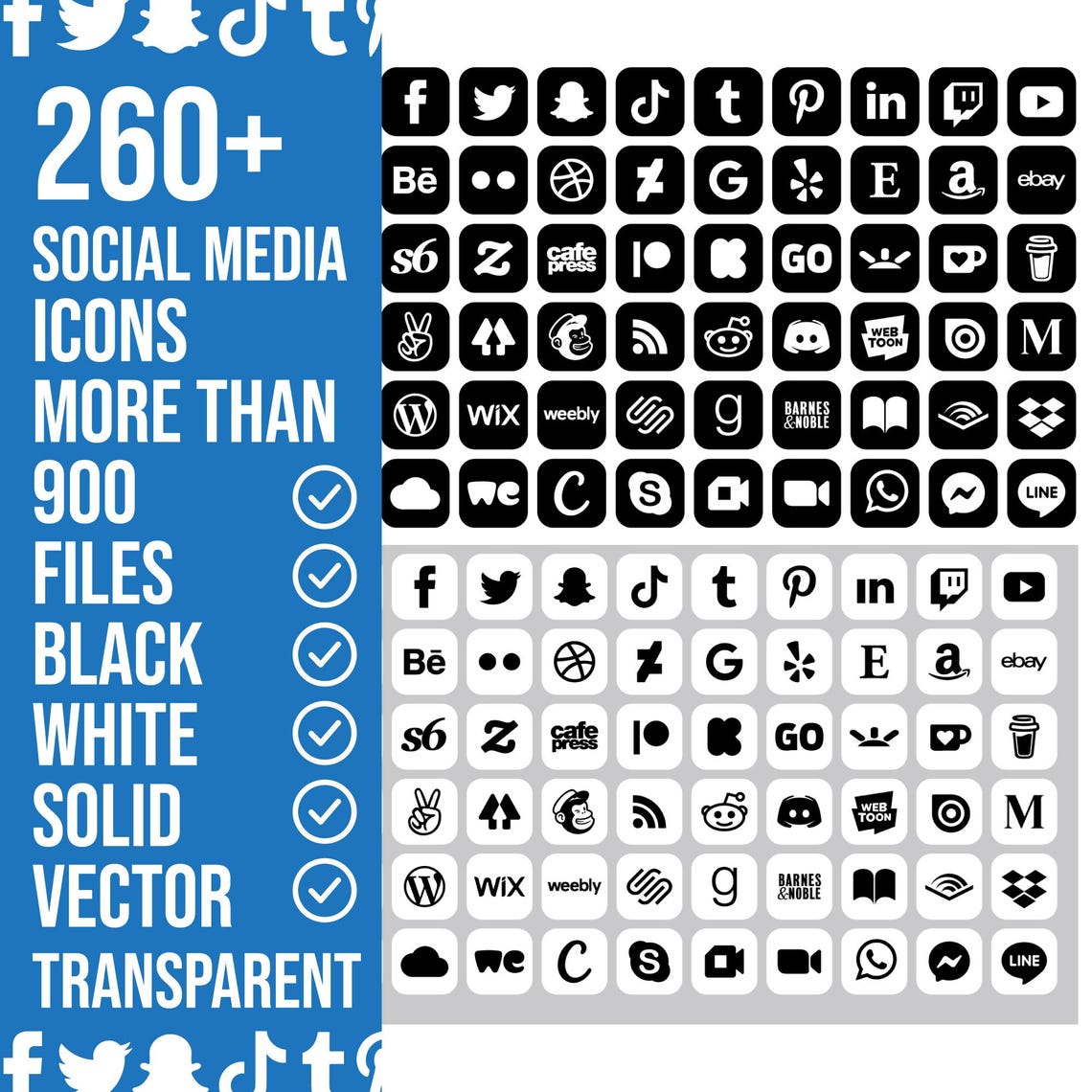 Mega Bundle Social Media Icons, Busines Card Icons, Facebook, Instagram ...