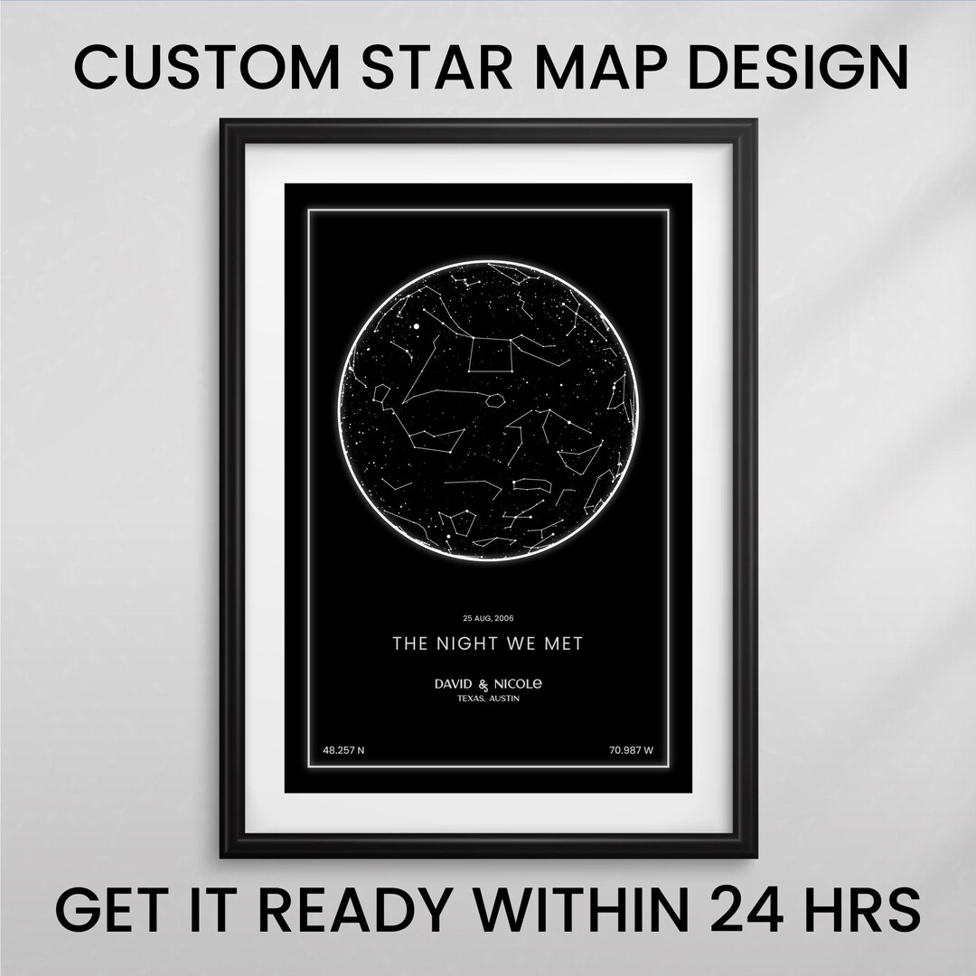 Unique Custom Star Map | Personalized Star Map, Galaxy Star Map ...
