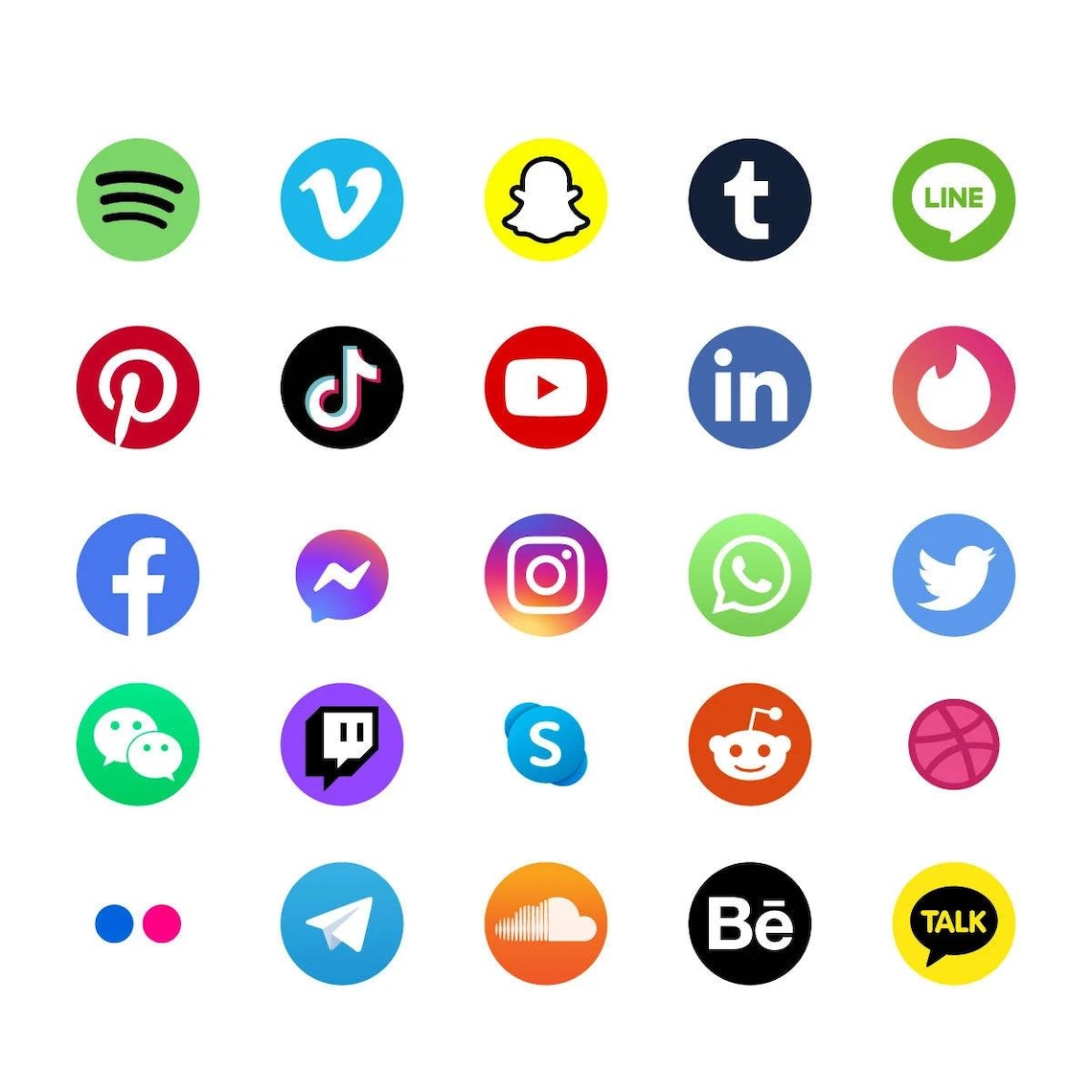 50x Social Media Icons Svg Pdf, Black and Colored Media Icons Vector ...