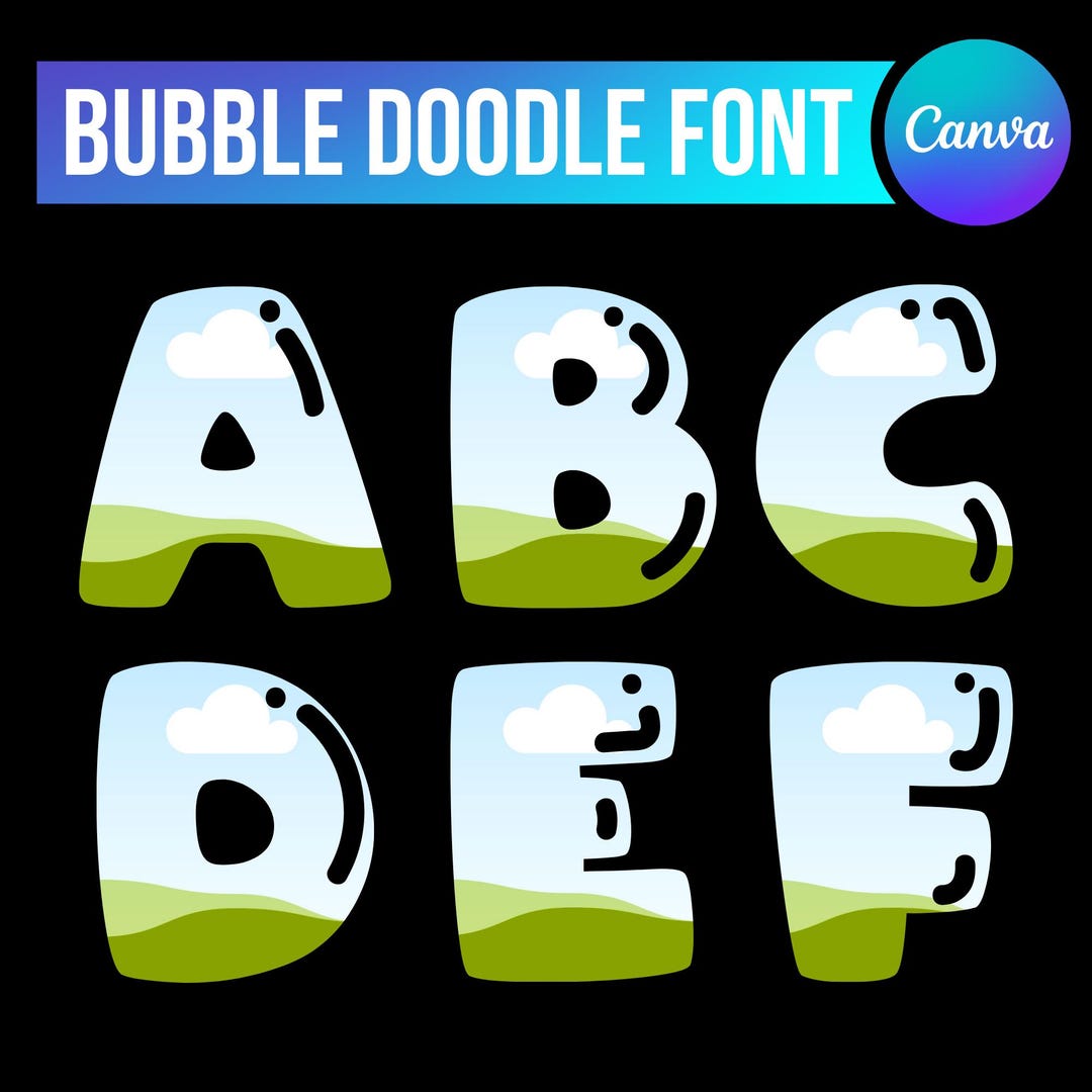 Canva Font Template Doodle Bubbly Letters Transparent Alphabet Font ...