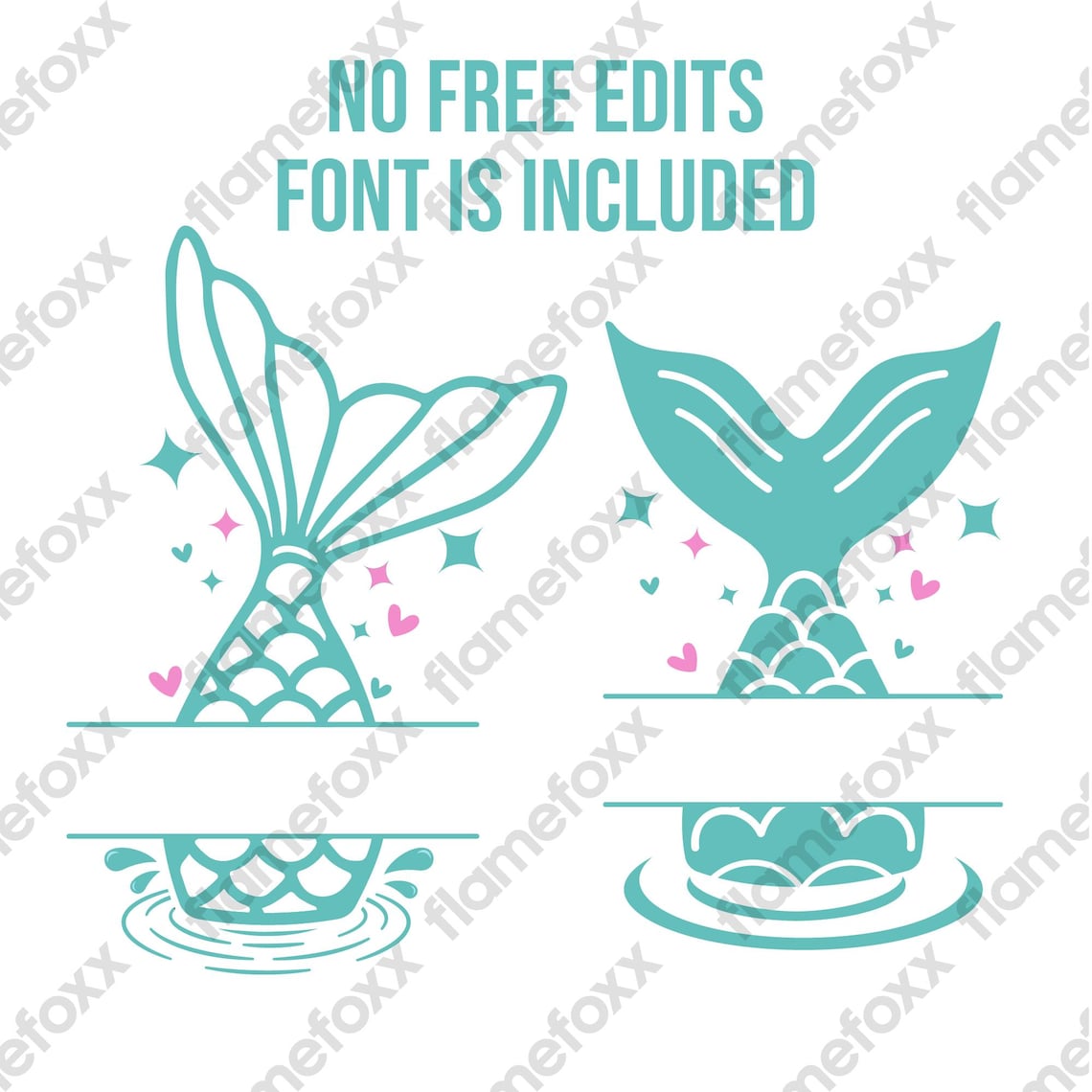Mermaid Tail Split Monogram SVG, Mermaid Tail SVG Png, Mermaid Scales ...