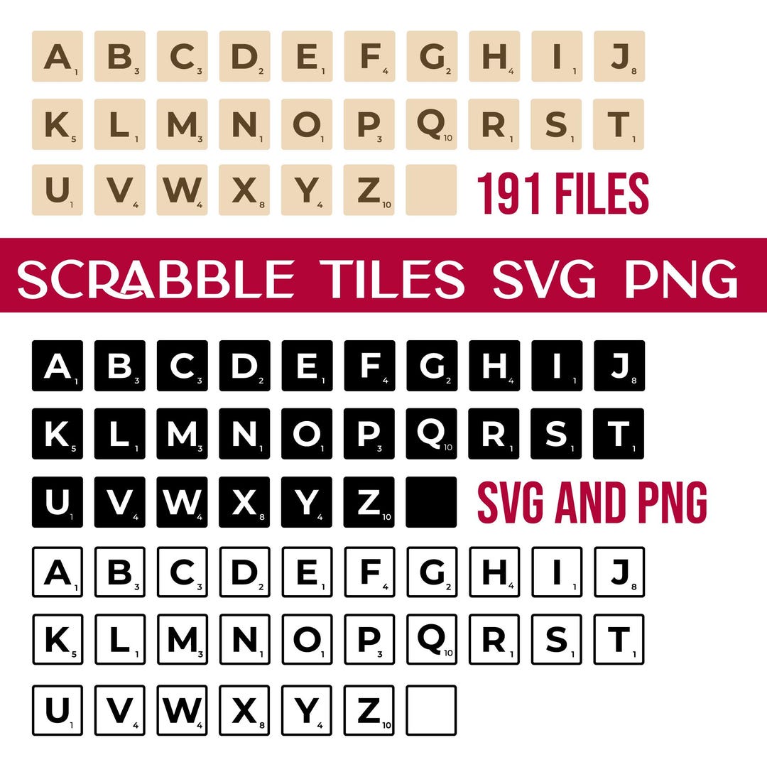 Scrabble Tiles SVG | Cut File | Bundle of 4 | Alphabet Letter Tiles ...
