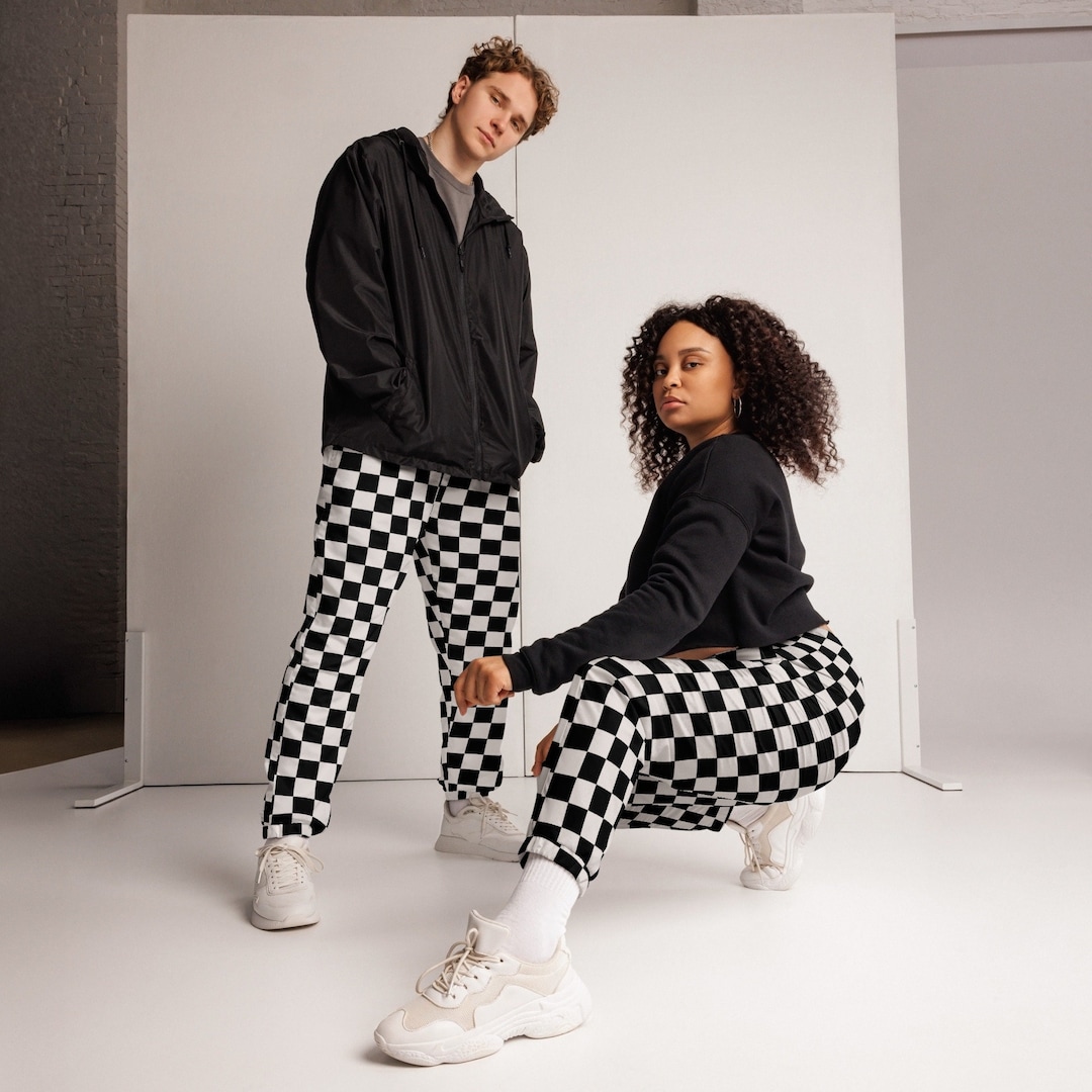Checkered Unisex Tracksuit Pants in Chess Pattern Look - Etsy