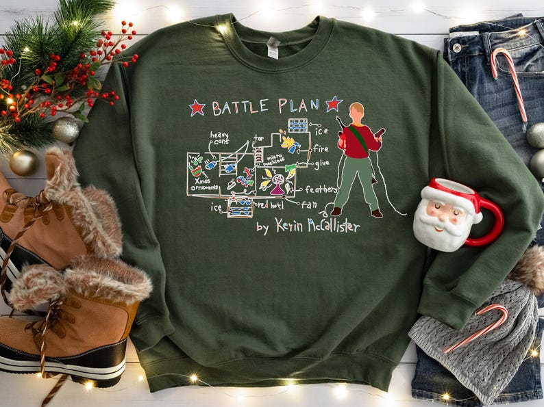 Kevin Battle Plan Home Alone Sweatshirt,kevin Mccallister Trap Design ...