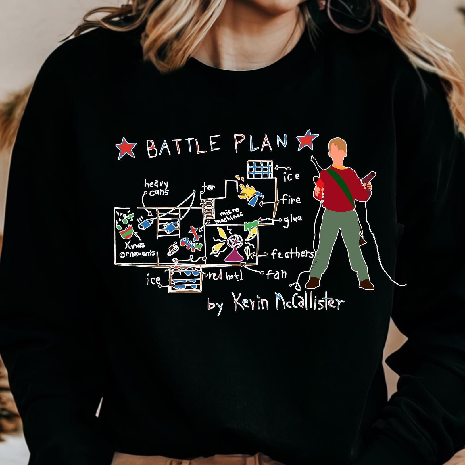 Kevin Battle Plan Home Alone Sweatshirt,kevin Mccallister Trap Design ...