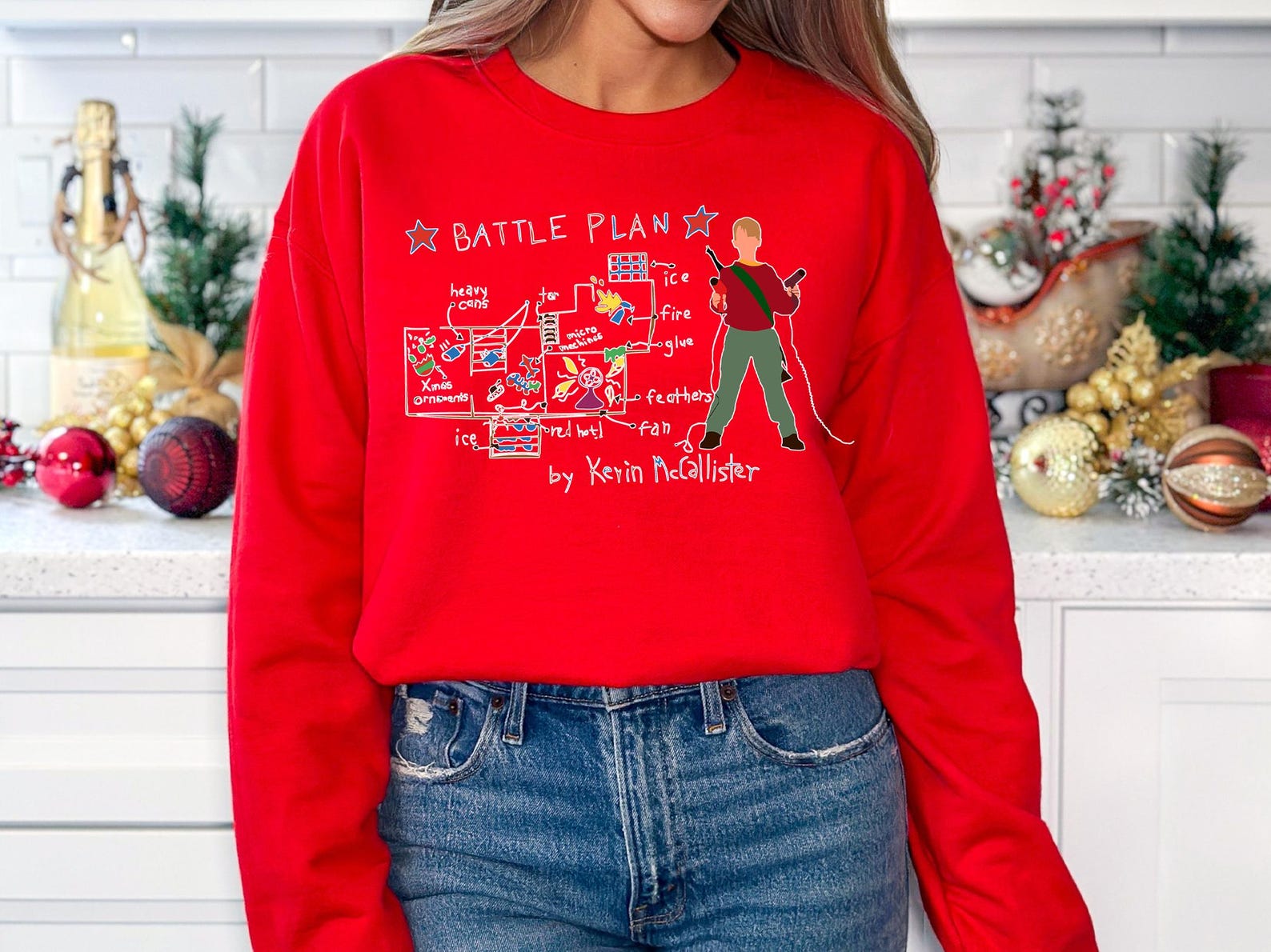 Kevin Battle Plan Home Alone Sweatshirt,kevin Mccallister Trap Design ...