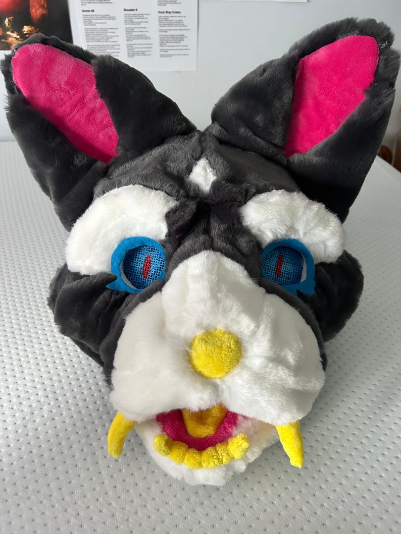 Toony Wolf Canine Fursuit Mini-partial Black and White USED Premade Cosplay Mask Costume - Etsy