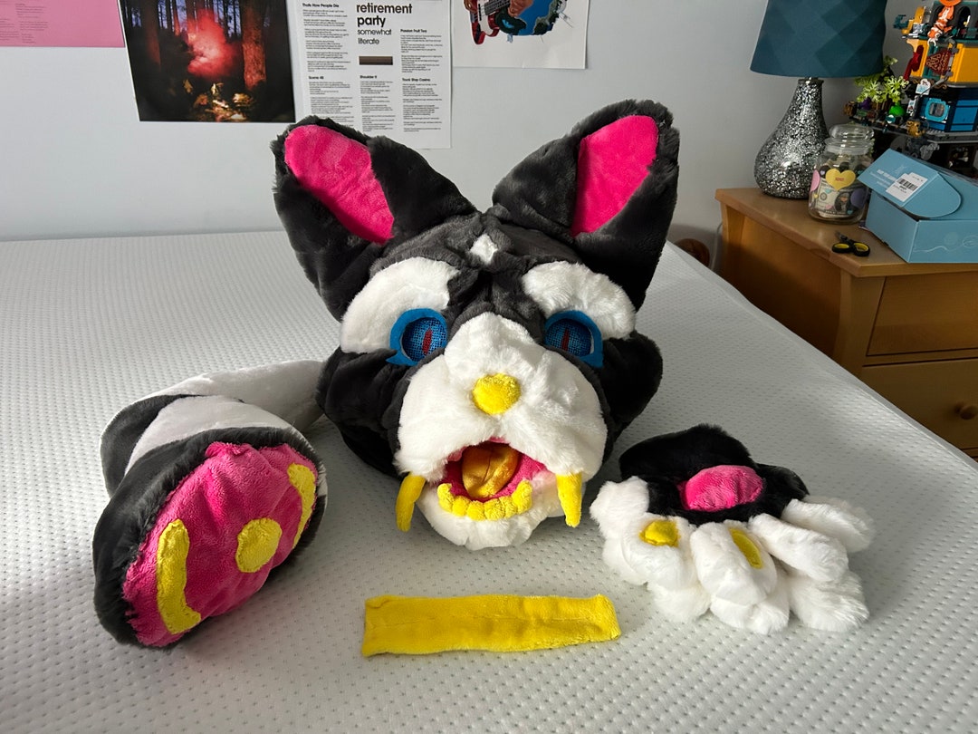 Toony Wolf Canine Fursuit Mini-partial Black and White USED Premade ...