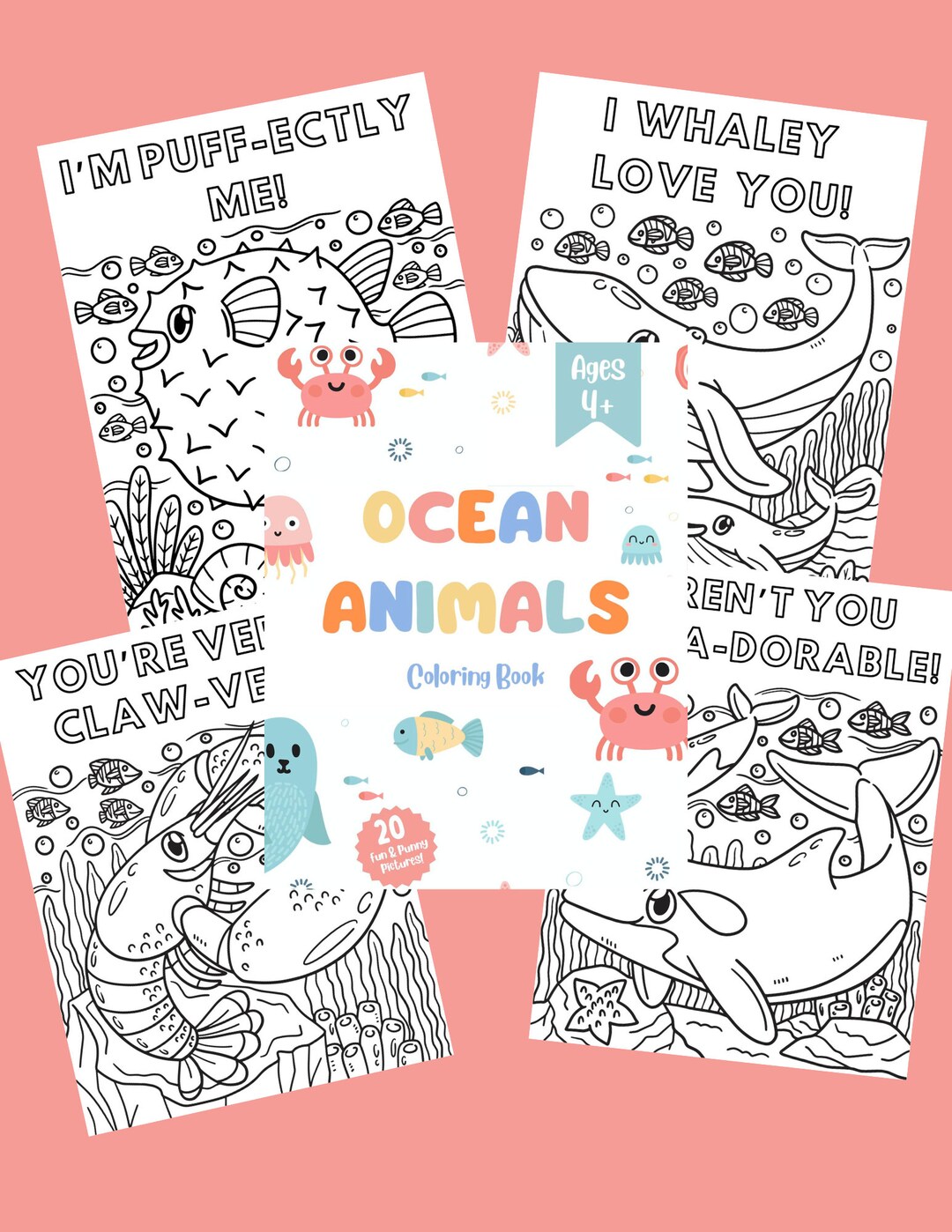 Ocean Animals and Puns Coloring Book | Children's Coloring Book ...