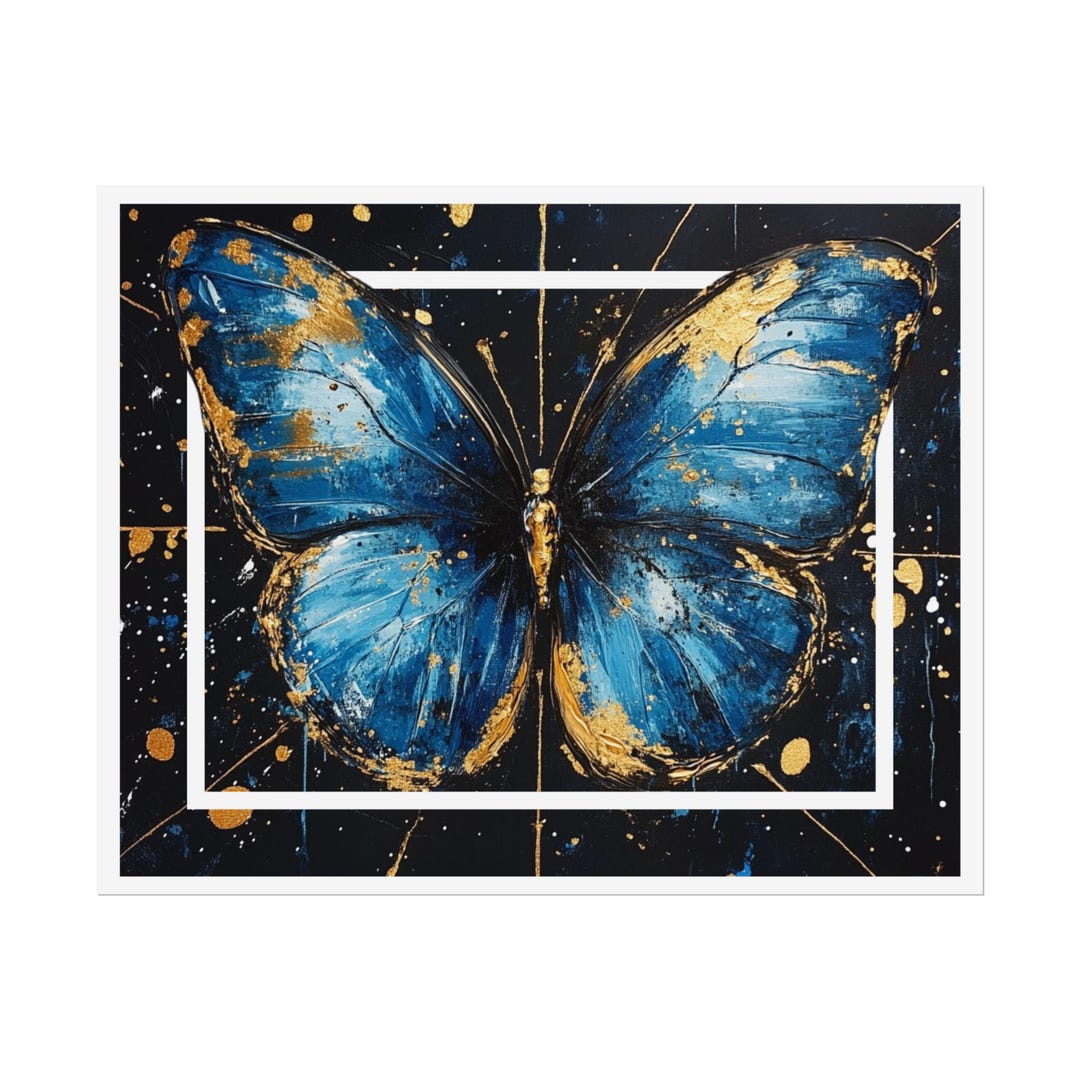 Blue & Gold Butterfly Poster/home Decor, Gifts for Nature Lovers, Wall ...