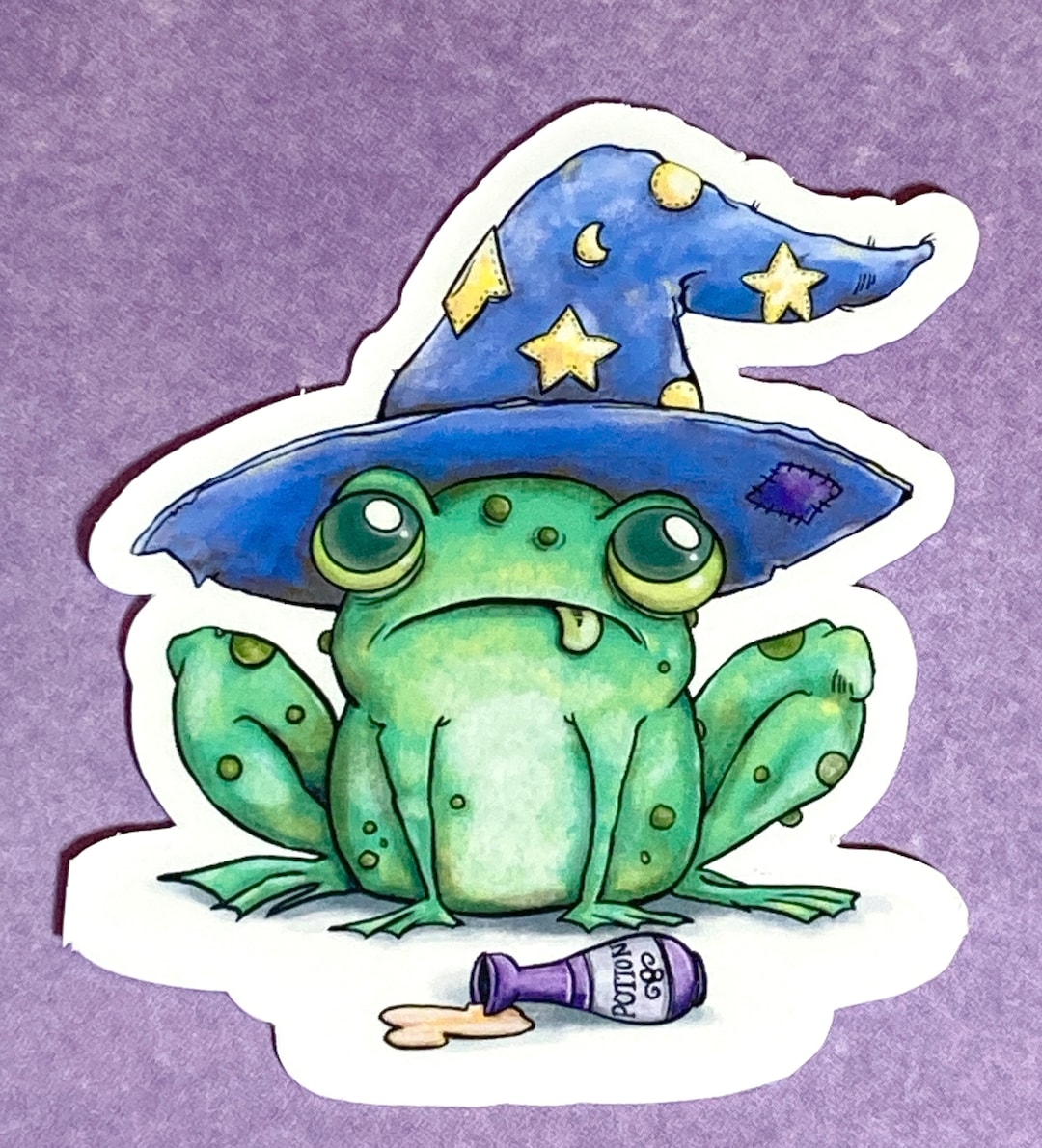 Frog With Wizard's Hat Waterproof Vinyl Sticker - 2 Sizes - Etsy