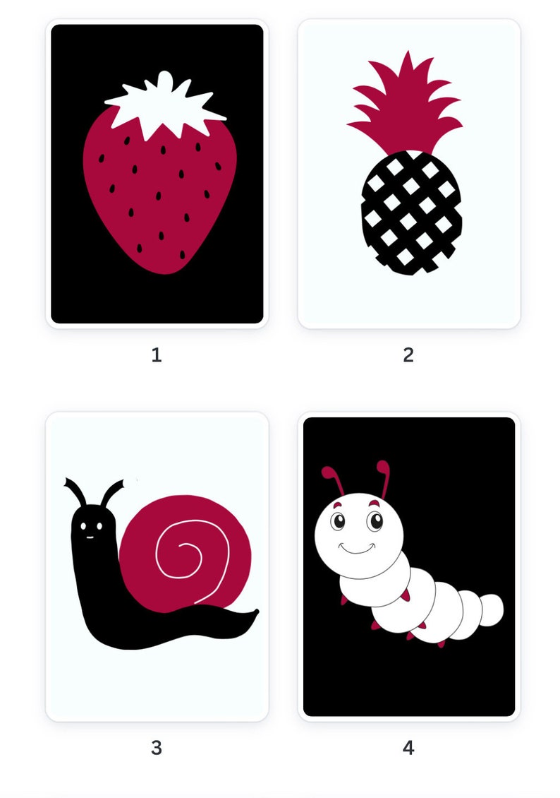 High Contrast Red, Black and White Visual Stimulus Cards (3 - 6months ...