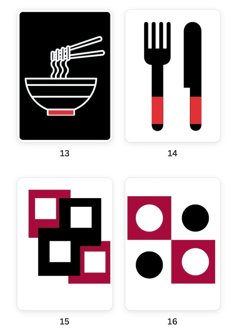 High Contrast Red, Black and White Visual Stimulus Cards (3 - 6months ...